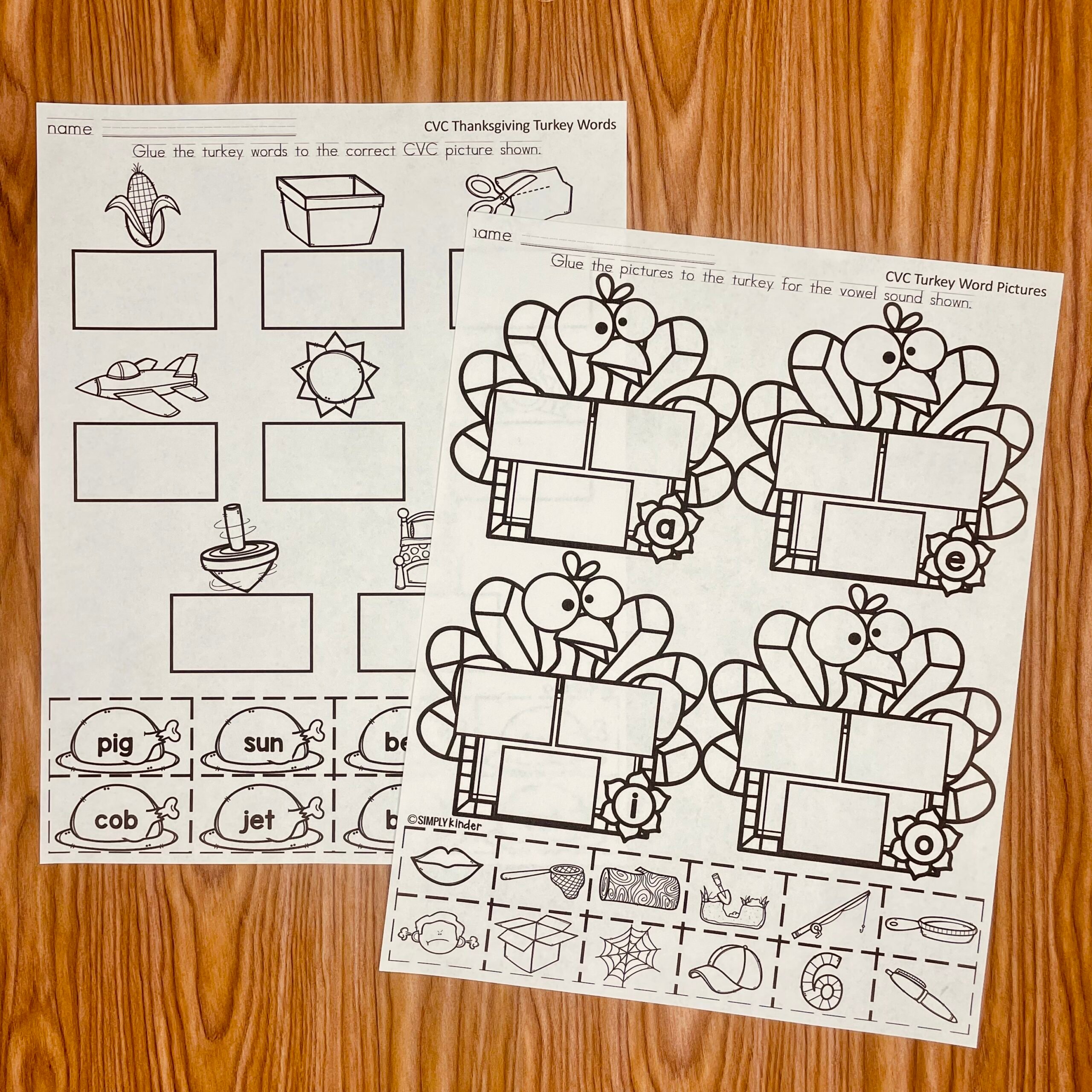 Turkey CVC Words Printables - Simply Kinder + Printable Membership