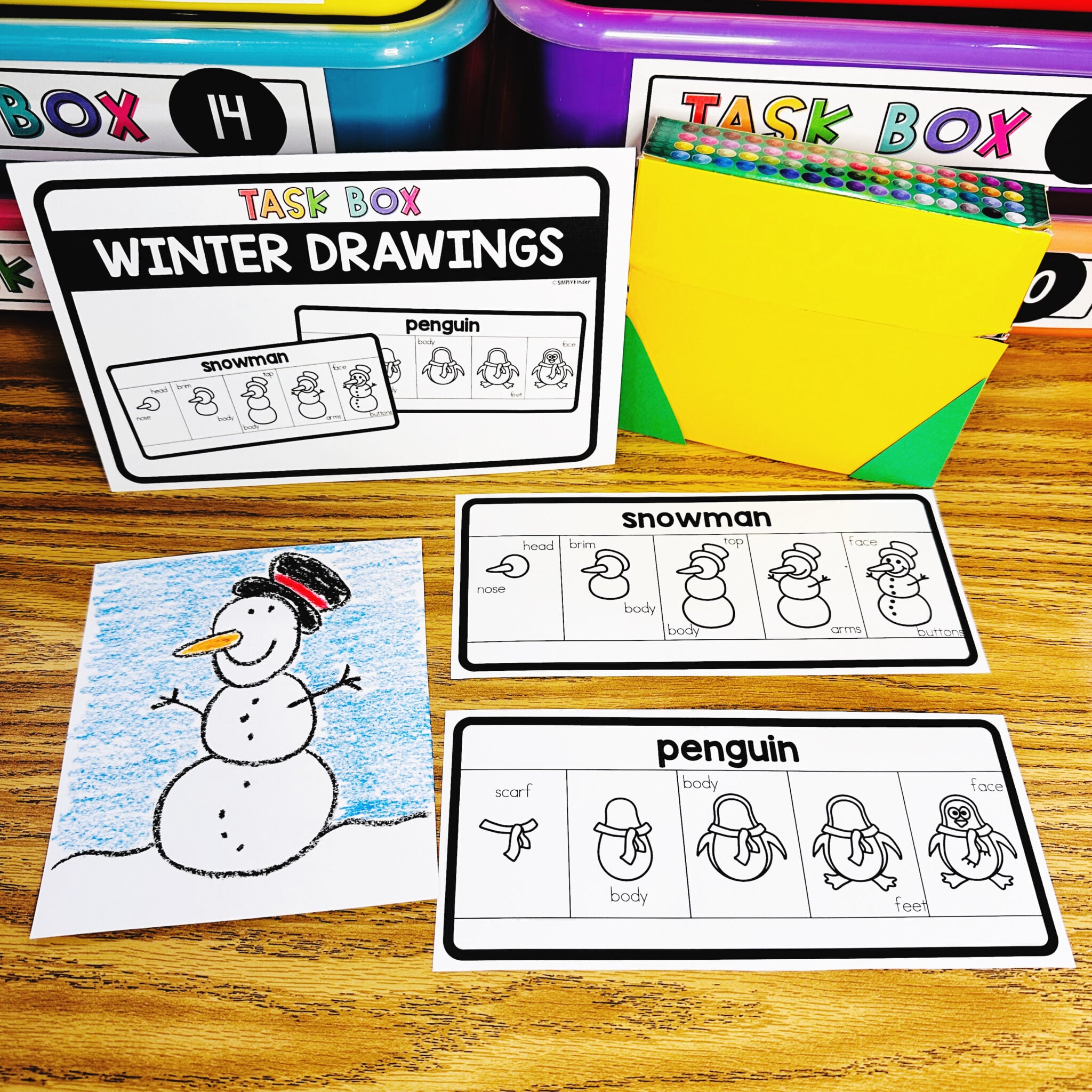 Winter Drawings Morning Bins/Task Boxes - Simply Kinder + Printable ...