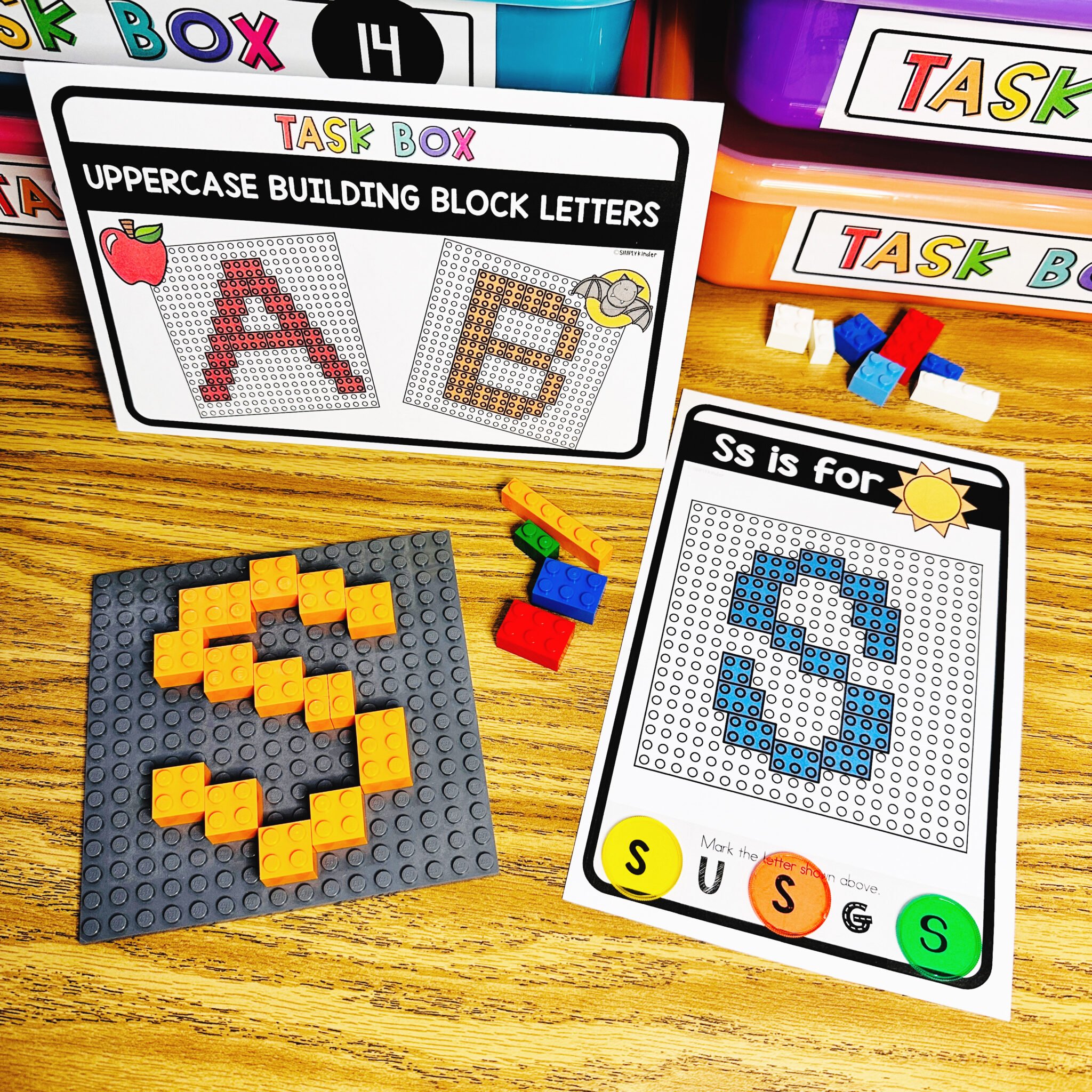 Uppercase Letter Building Blocks Morning Bins/Task Boxes - Simply ...