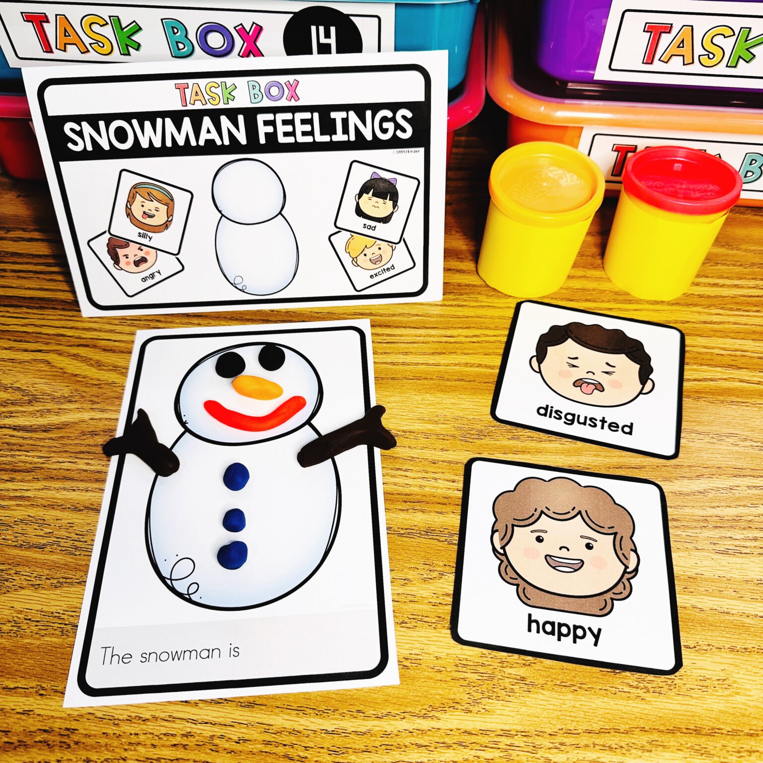 Snowman Feelings Morning Bins/Task Boxes - Simply Kinder + Printable ...