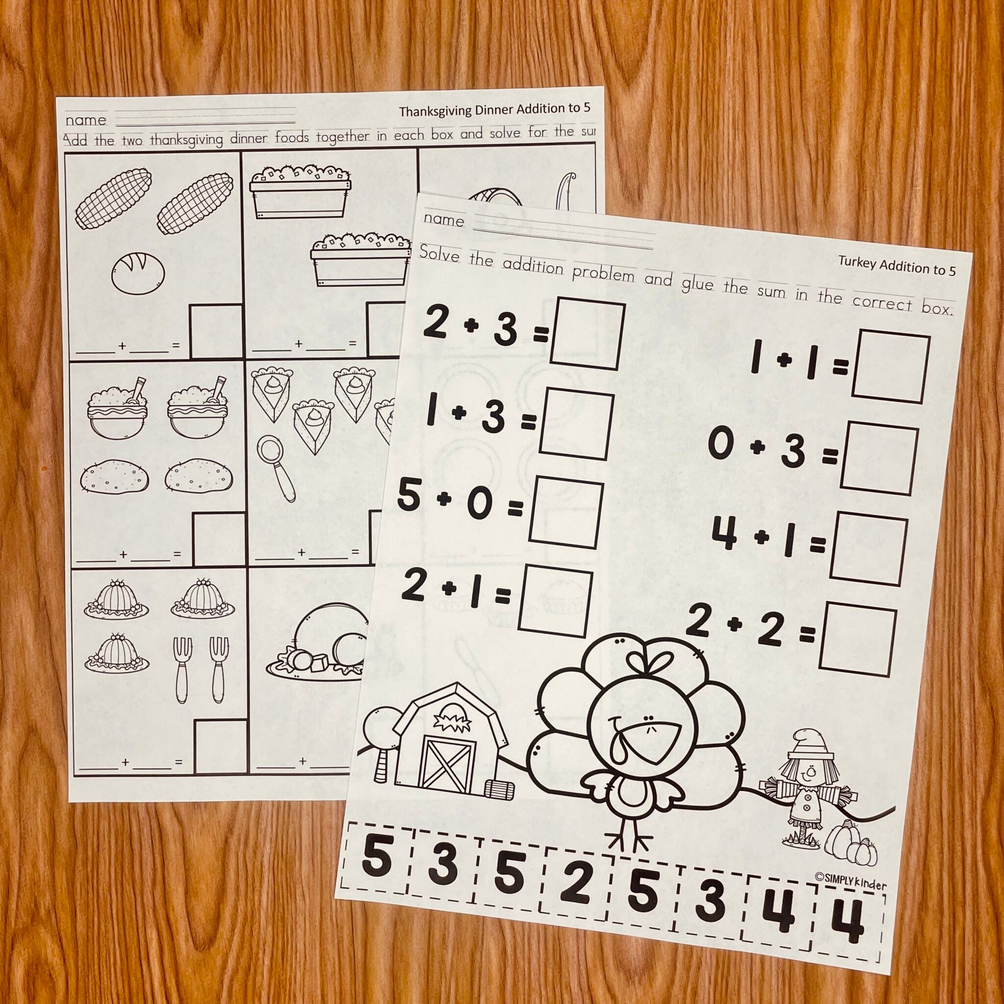 Turkey Addition Printables - Simply Kinder + Printable Membership