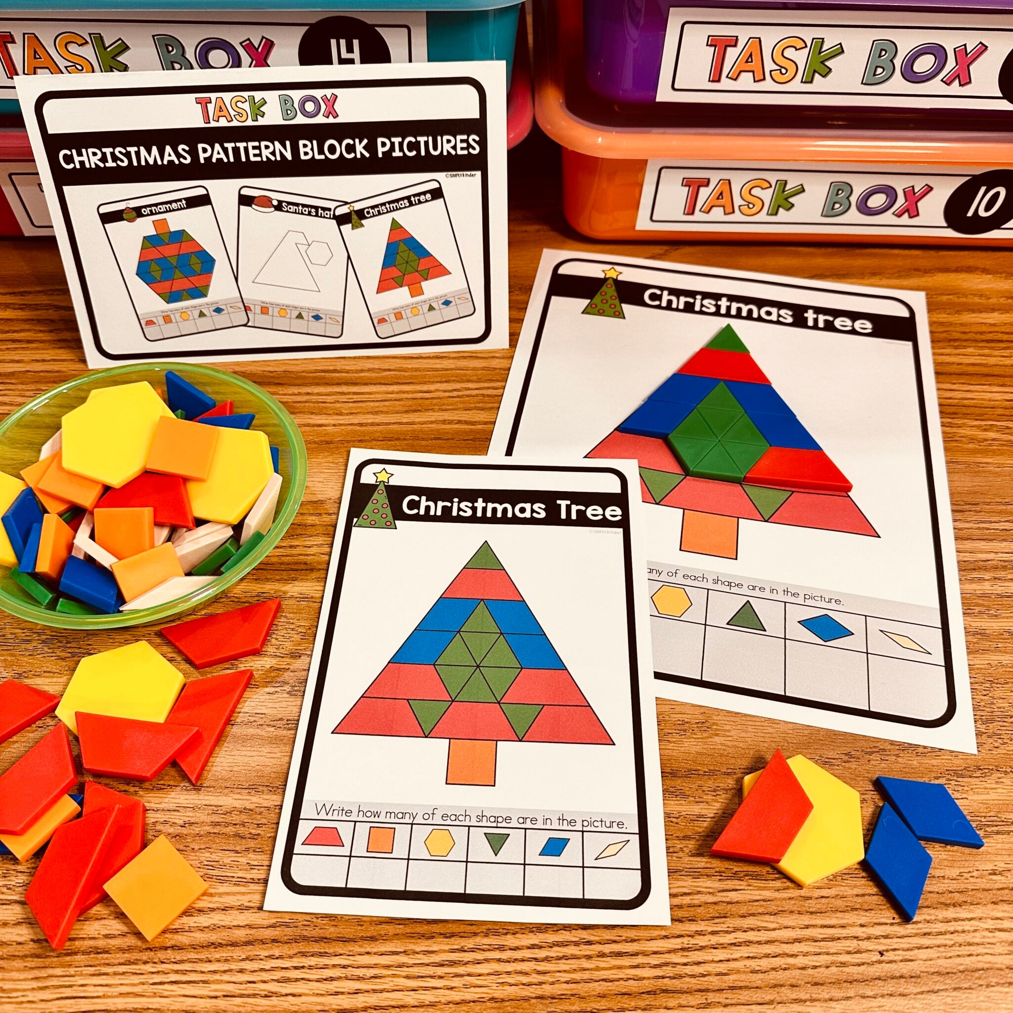 Christmas Pattern Block Pictures Morning Bins/Task Boxes - Simply ...