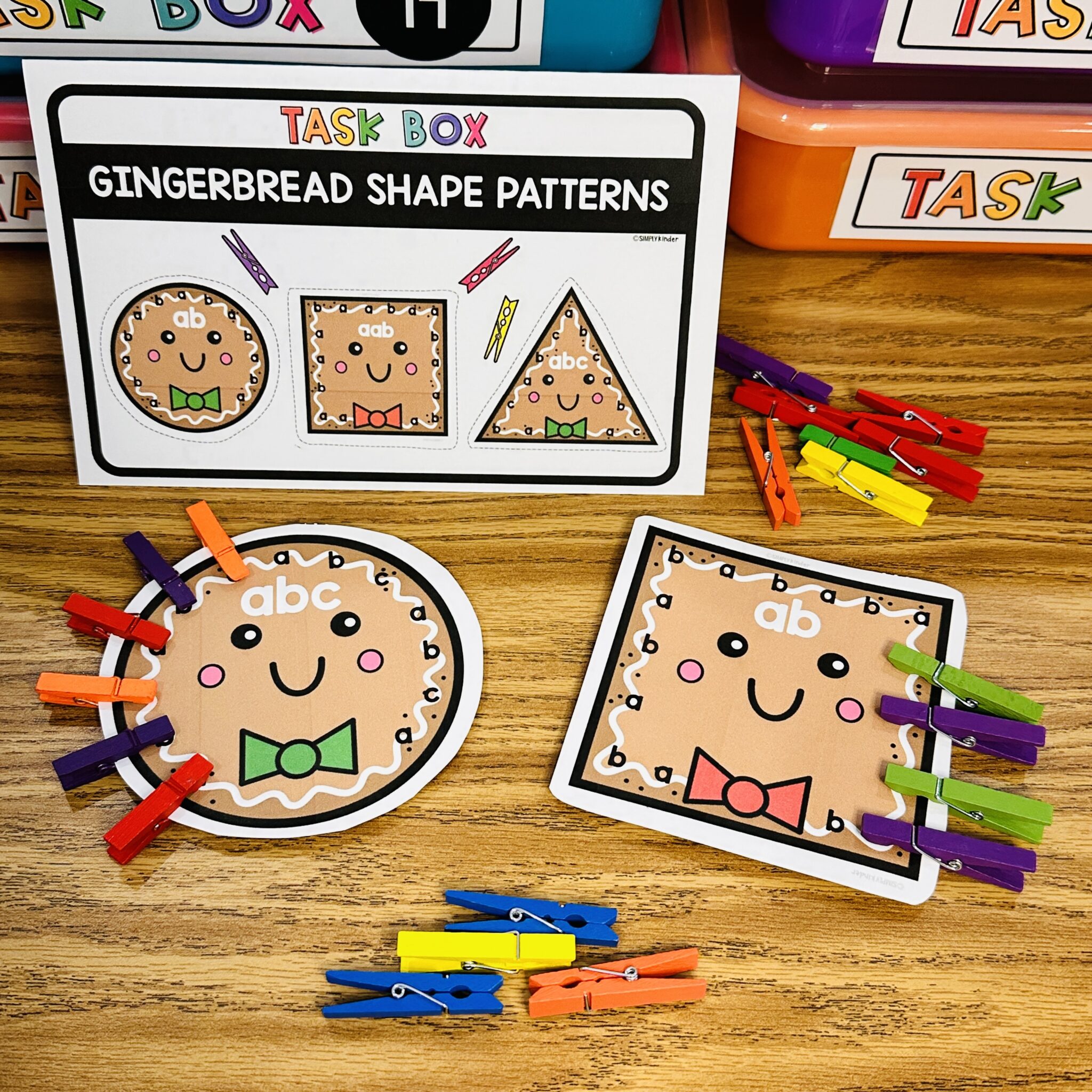Gingerbread Shapes Morning Bins/Task Boxes - Simply Kinder Plus