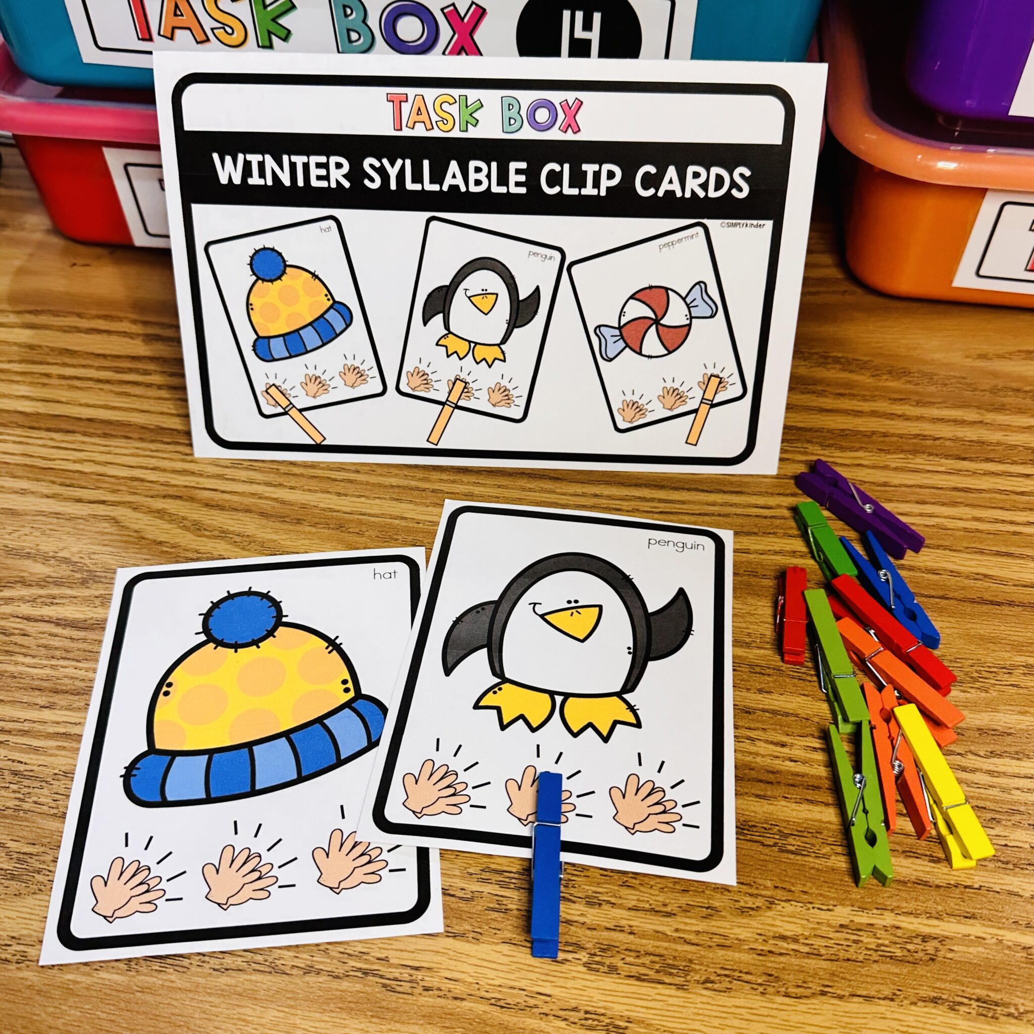 Winter Syllable Clip Cards Morning Bins/Task Boxes - Simply Kinder ...