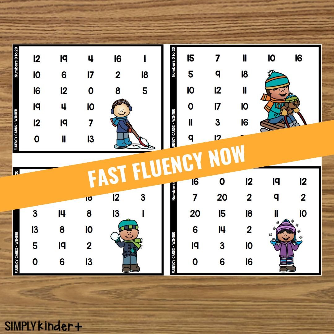 Numbers to 20 Kindergarten Fluency - Winter - Simply Kinder + Printable ...