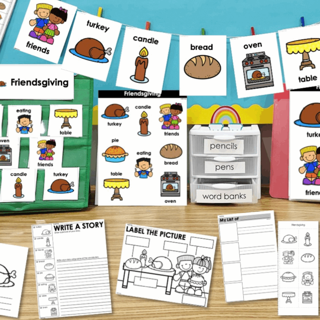 Friendsgiving Word Bank Writing Center - Simply Kinder + Printable ...