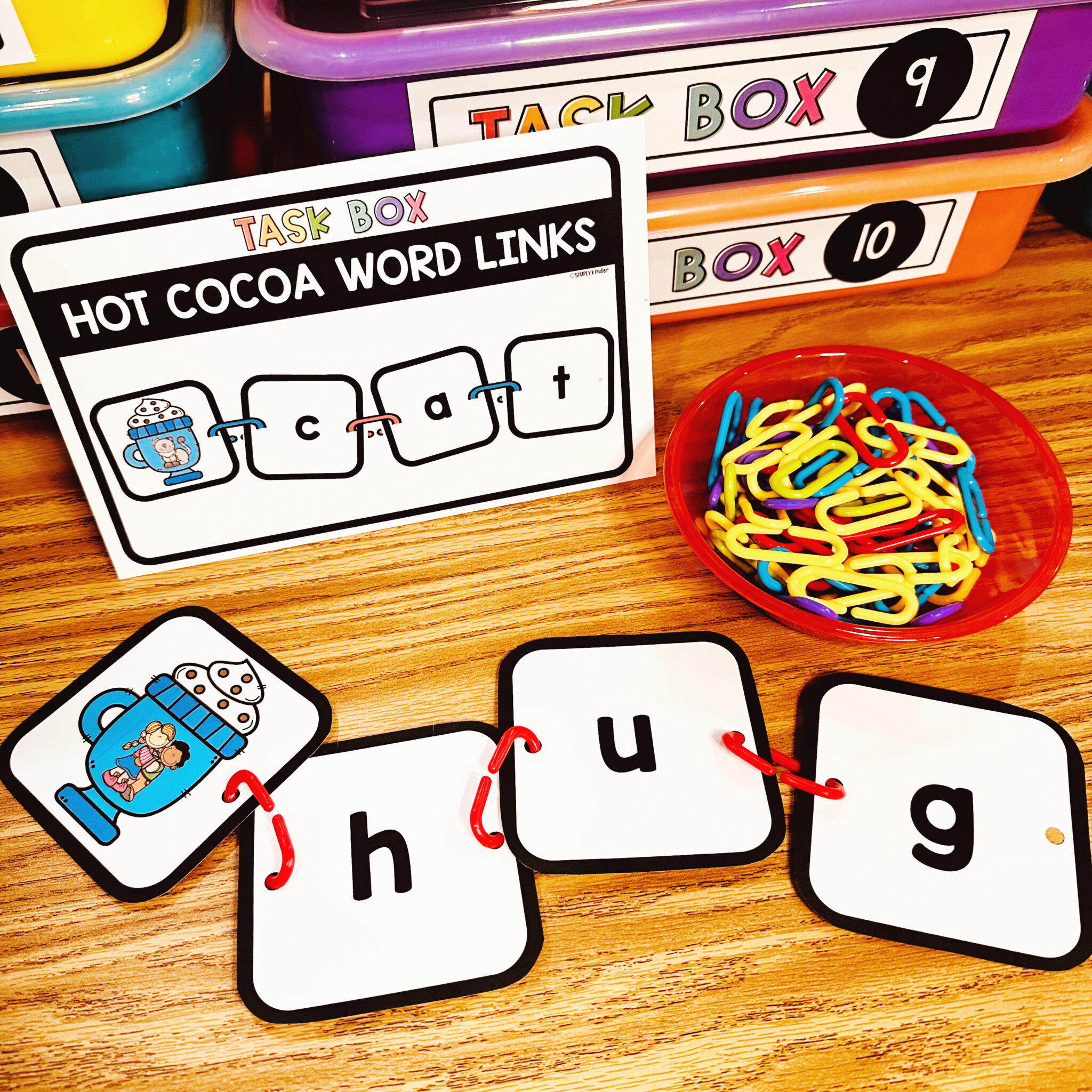 Hot Cocoa Word Links Morning Bins/Task Boxes - Simply Kinder ...