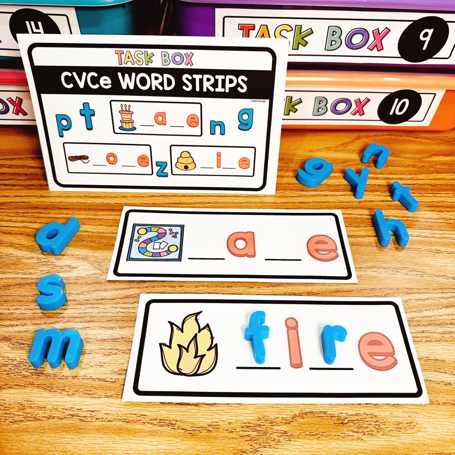 CVCe Word Strips Morning Bins/Task Boxes - Simply Kinder + Printable ...