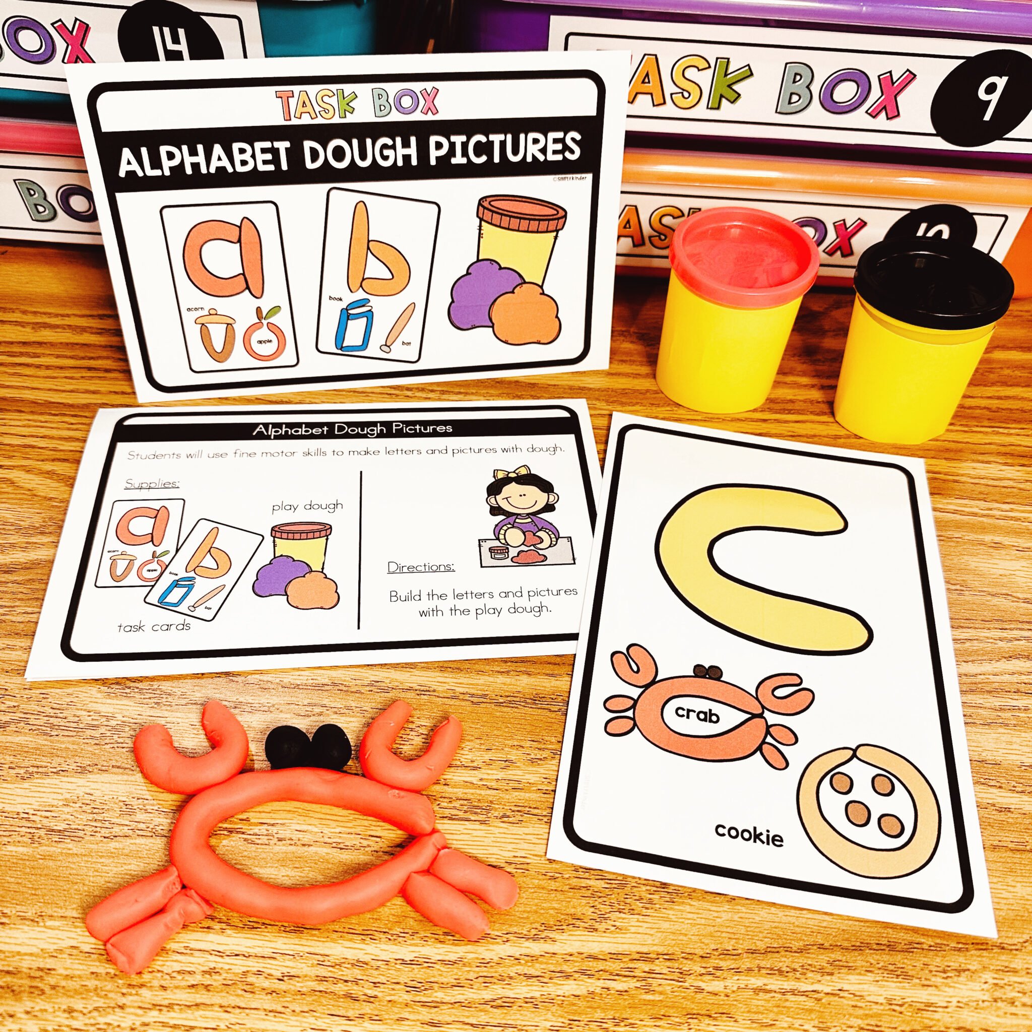 Alphabet Dough Pictures Morning Bins/Task Boxes - Simply Kinder ...
