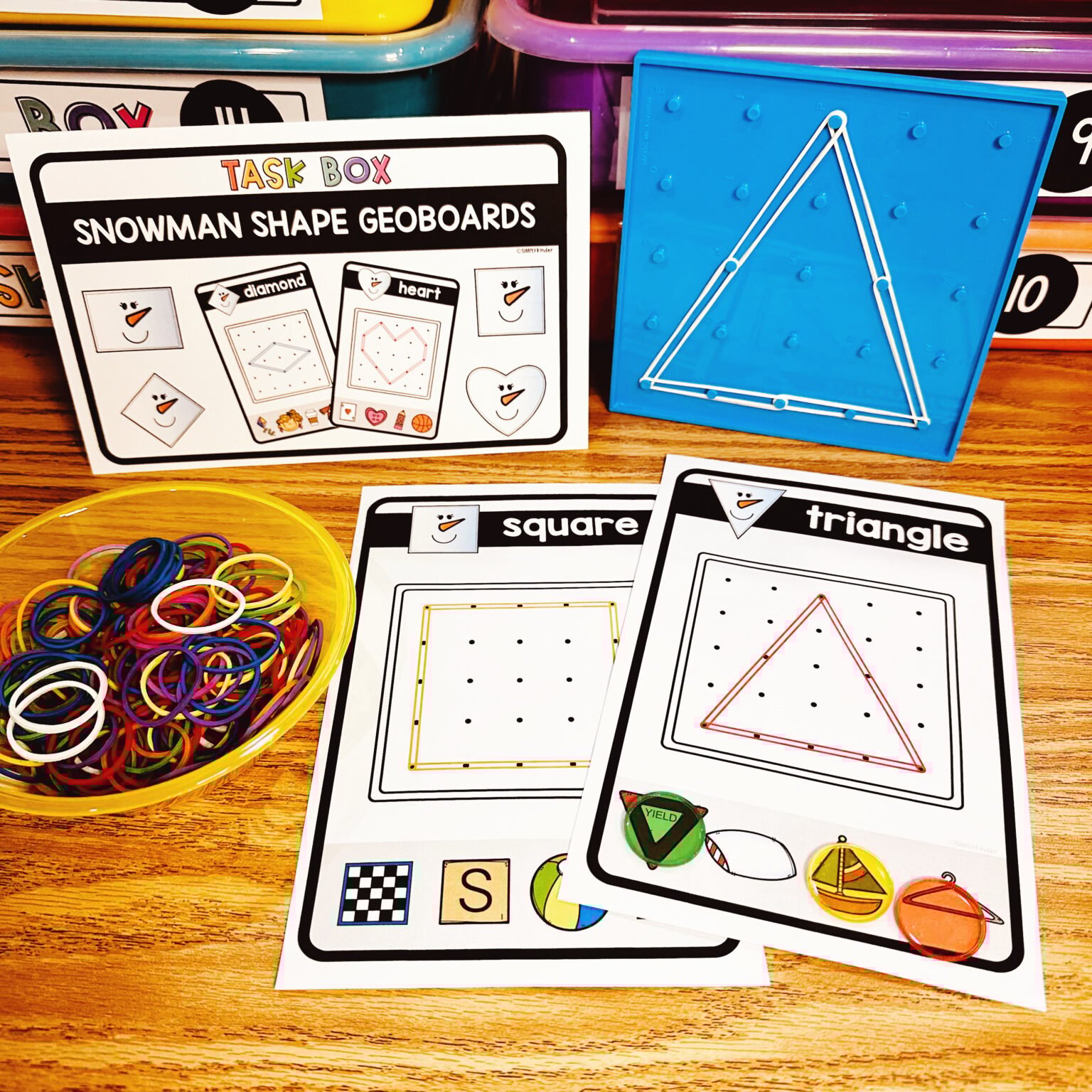 Snowman Shape Geoboards Morning Bins/Task Boxes - Simply Kinder ...