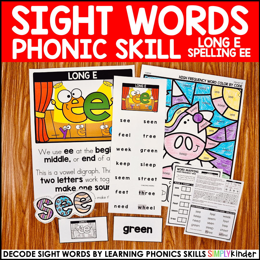 Long E Spelling EE Sight Words by Phonics Skills - Simply Kinder ...
