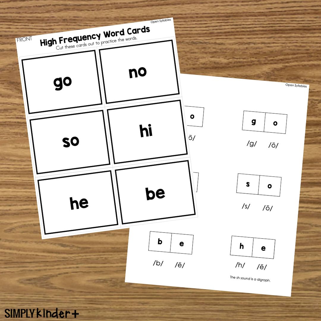 CV Open Syllable Word Mapping Cards - Sight Words by Phonics Skills ...