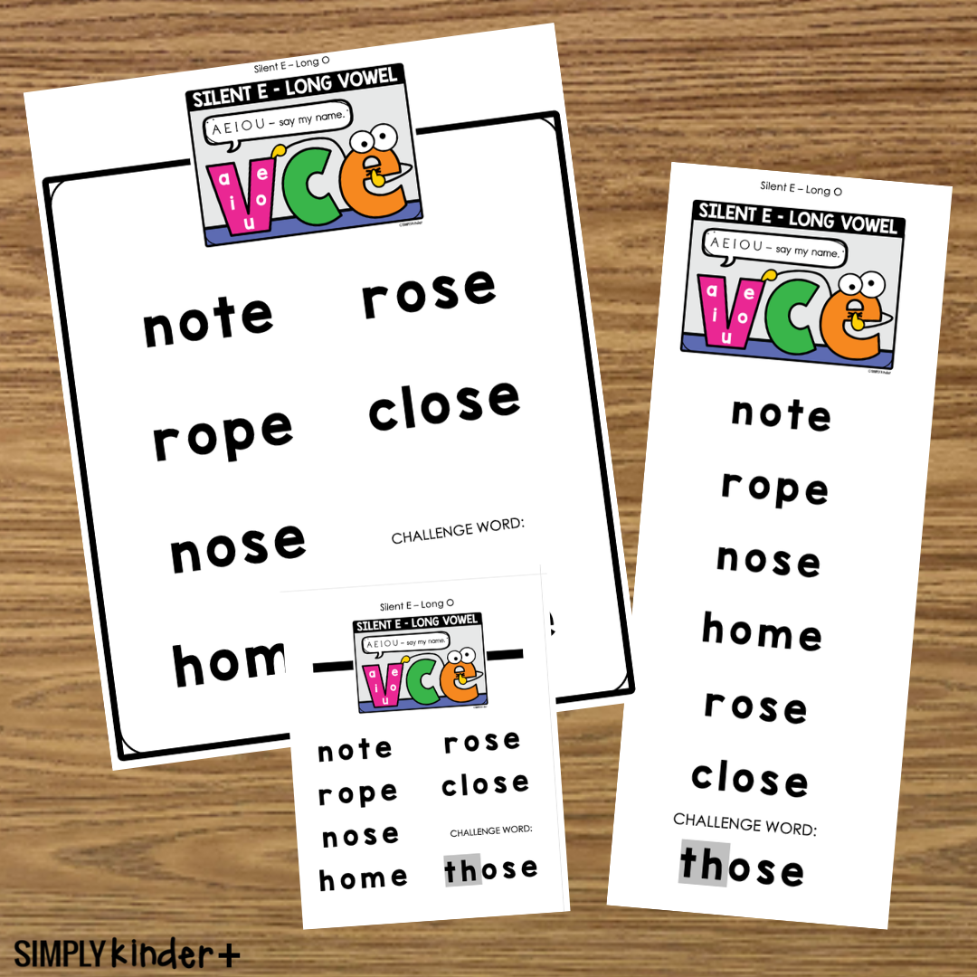 Silent E with Long O Word Lists - Sight Words by Phonics Skills ...