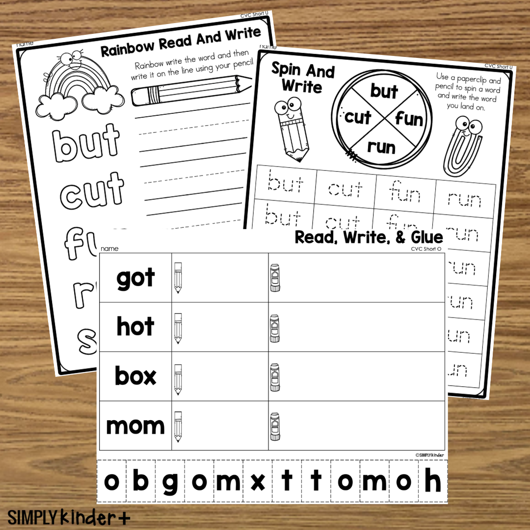 CVC Short U Printables - Sight Words by Phonics Skills - Simply Kinder ...