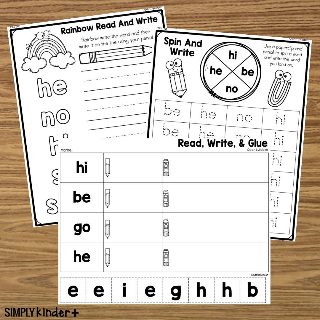 CV Open Syllable Printables - Sight Words by Phonics Skills - Simply ...