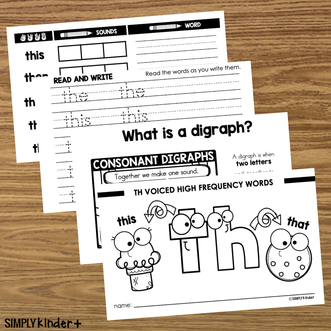 Digraph TH Voiced Book - Sight Words by Phonics Skills - Simply Kinder ...