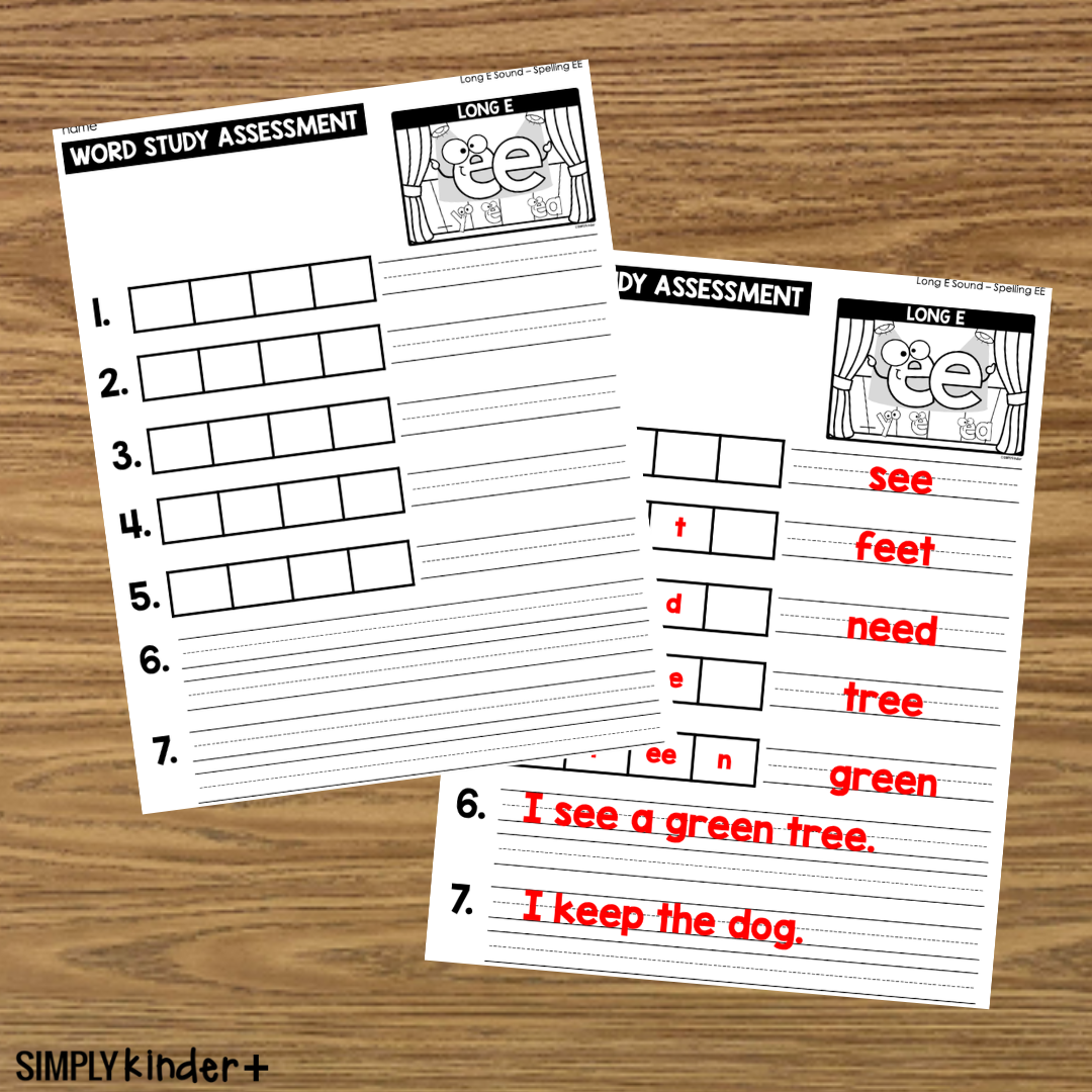 Long E Spelling EE Assessments - Sight Words by Phonics Skills - Simply ...