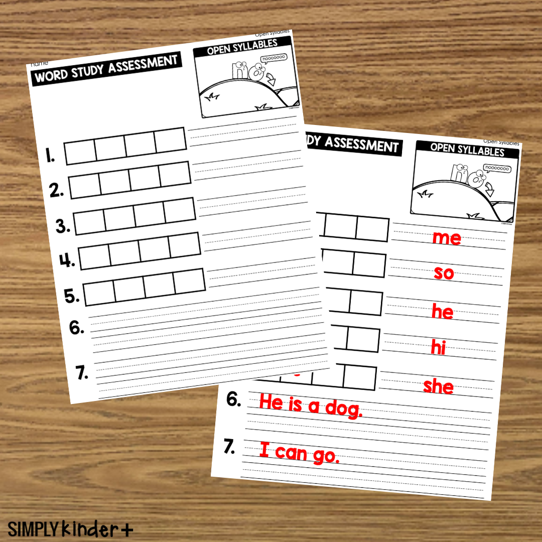 CV Open Syllable Assessments - Sight Words by Phonics Skills - Simply ...