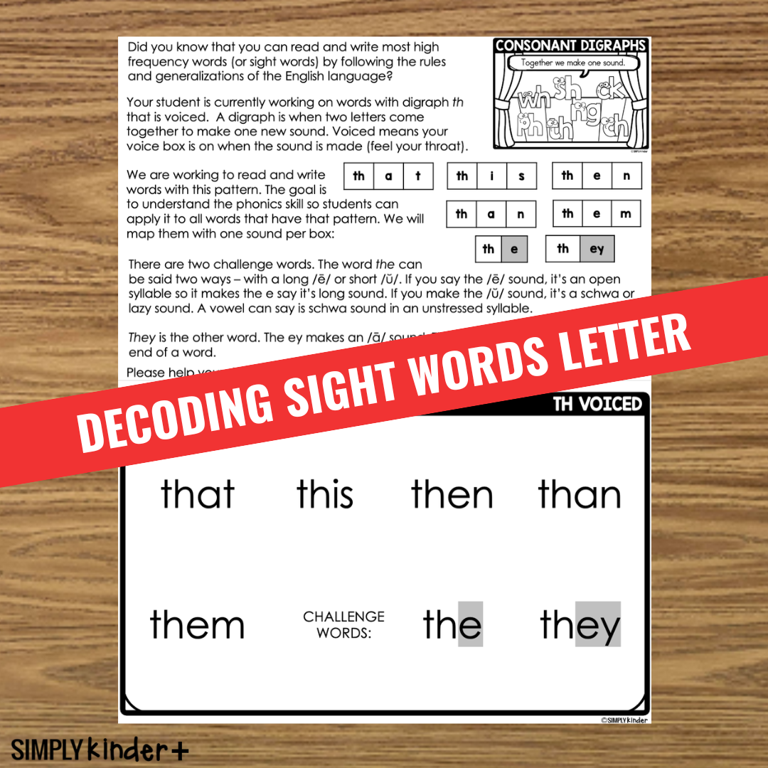 Digraph TH Voiced Letter - Sight Words by Phonics Skills - Simply ...