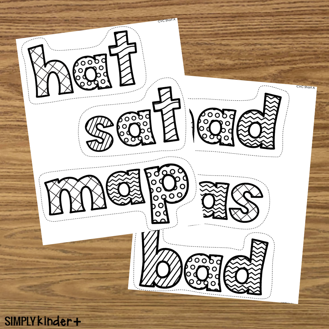 CVC Short A Cut and Color - Sight Words by Phonics Skills - Simply ...