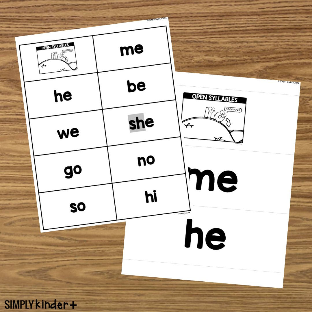 CV Open Syllable Pocket Chart Cards - Sight Words by Phonics Skills ...