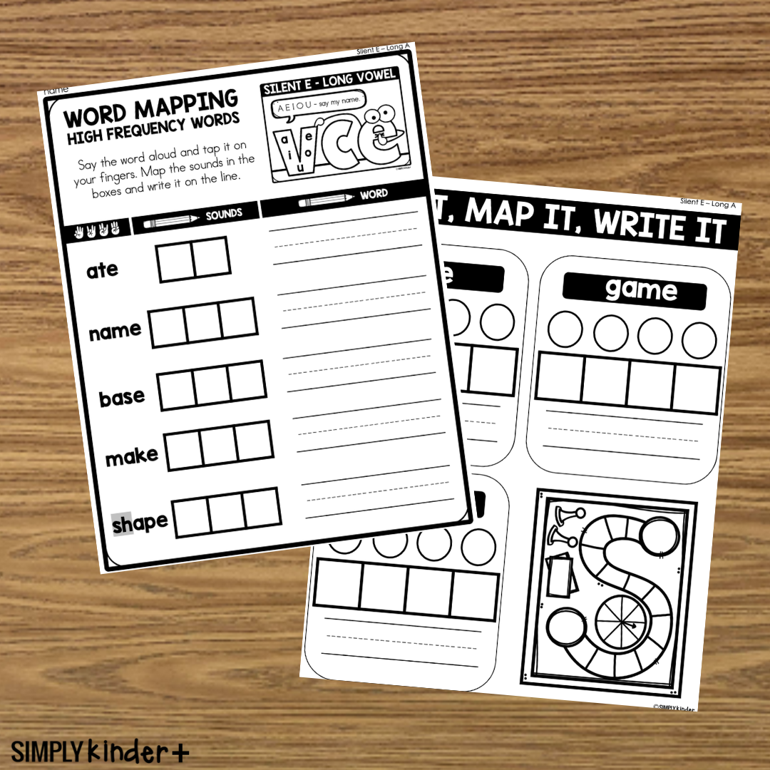 Silent E with Long A Word Mapping - Sight Words by Phonics Skills ...