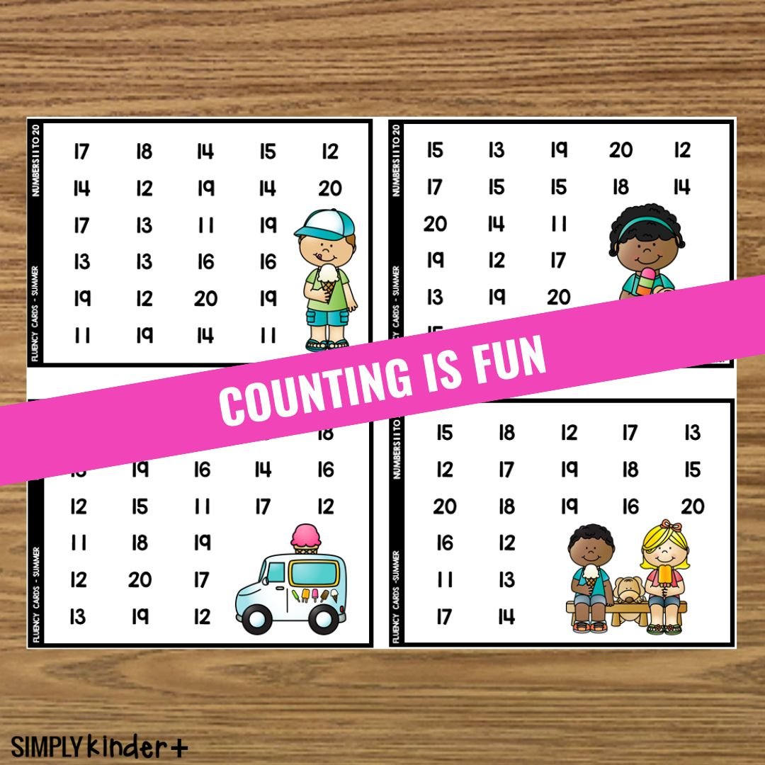 Numbers 11 to 20 Kindergarten Fluency - Summer - Simply Kinder Plus