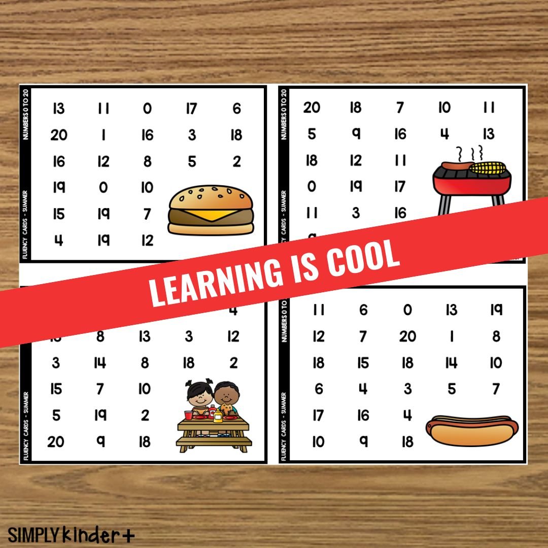 Numbers to 20 Kindergarten Fluency - Summer - Simply Kinder Plus