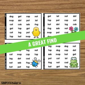 Short O Kindergarten Fluency - Spring - Simply Kinder + Printable ...
