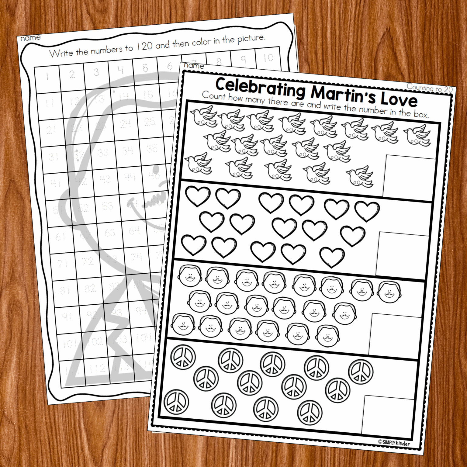 Martin Luther King Counting Printables - Simply Kinder + Printable ...