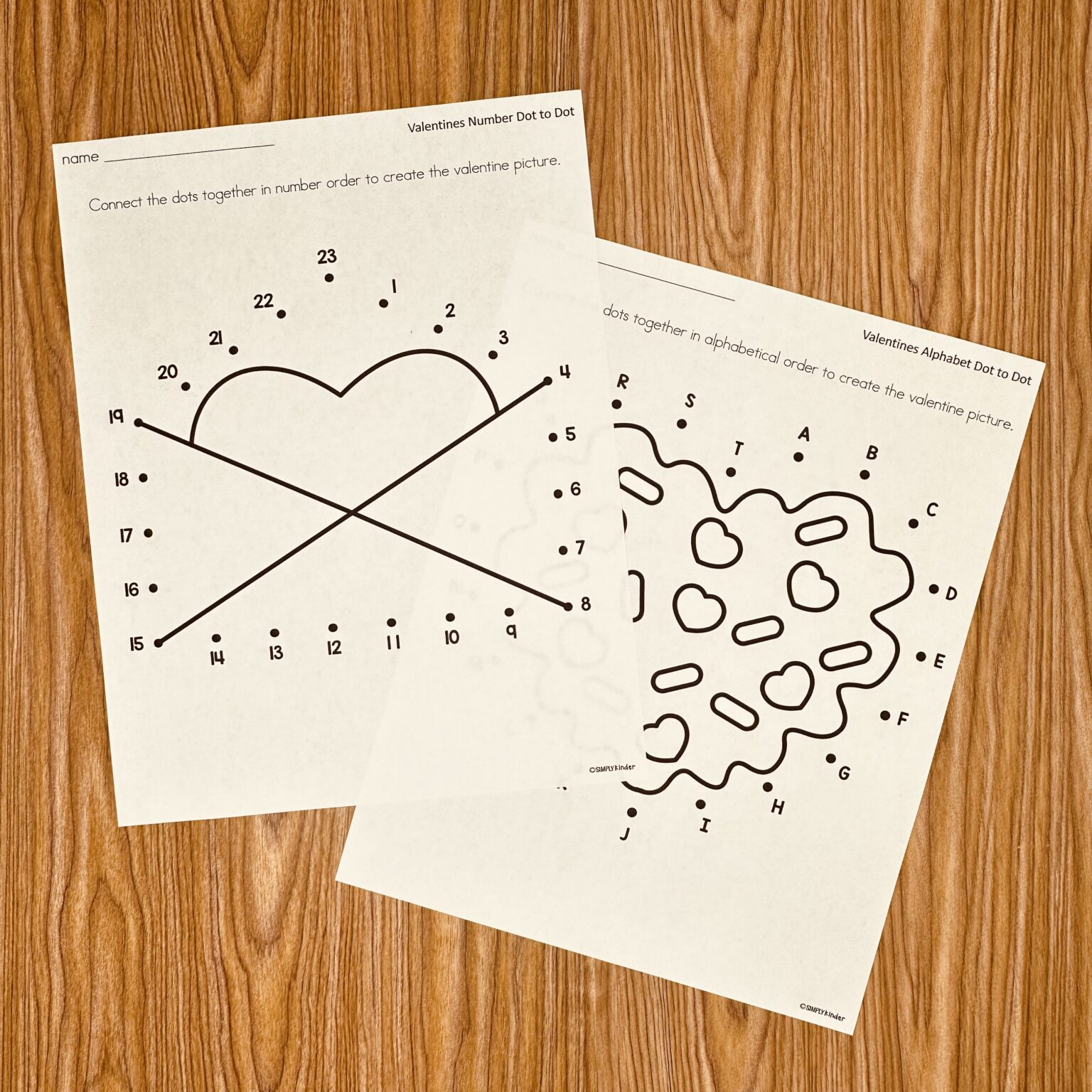 February Dot-to-Dot Numbers and Letters Printables - Simply Kinder ...