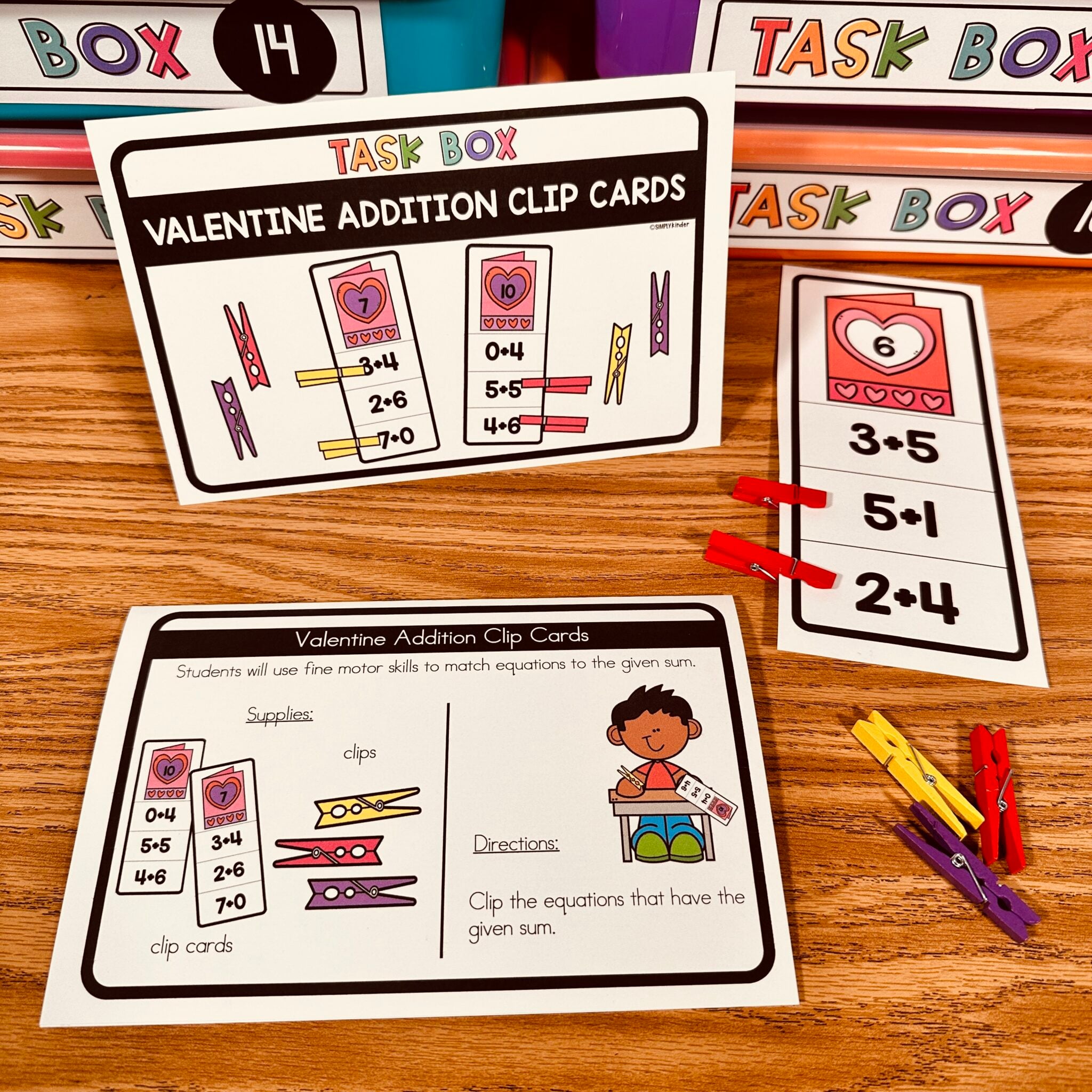 Valentine Addition Clip Cards Morning Bins/Task Boxes - Simply Kinder ...