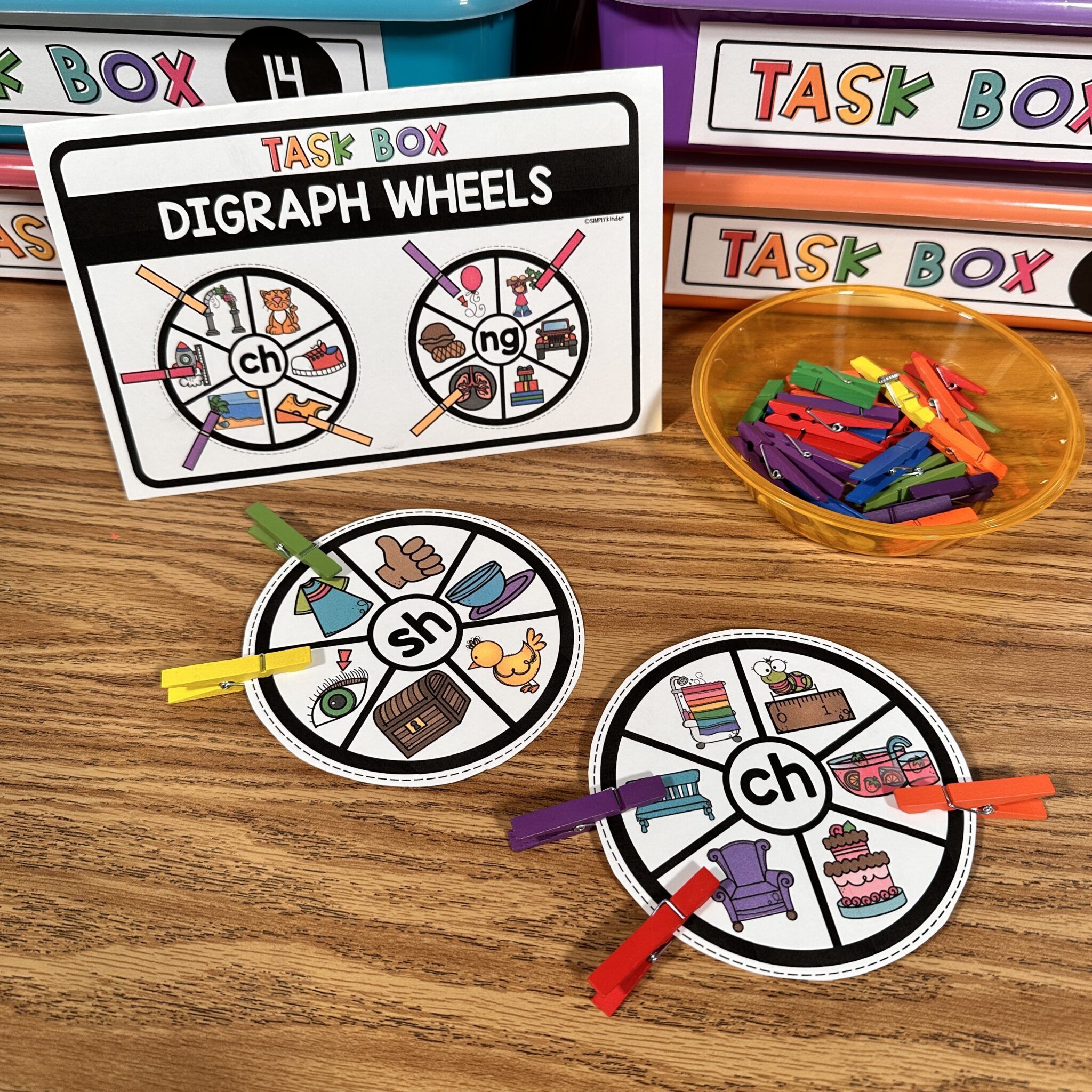 Digraph Wheels Morning Bins/Task Boxes - Simply Kinder + Printable ...