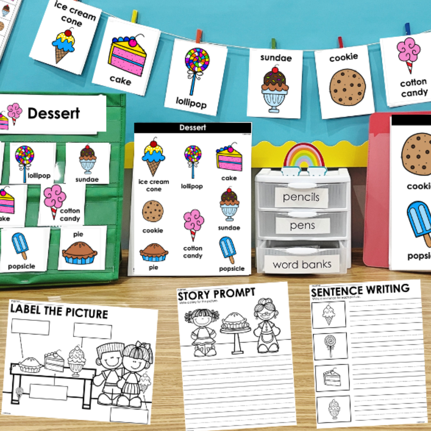 Dessert Word Bank Writing Center - Simply Kinder Plus