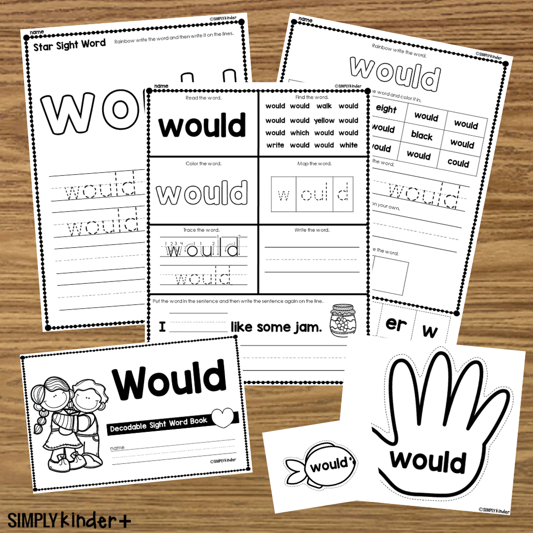 Would - Sight Word Activities - Simply Kinder + Printable Membership