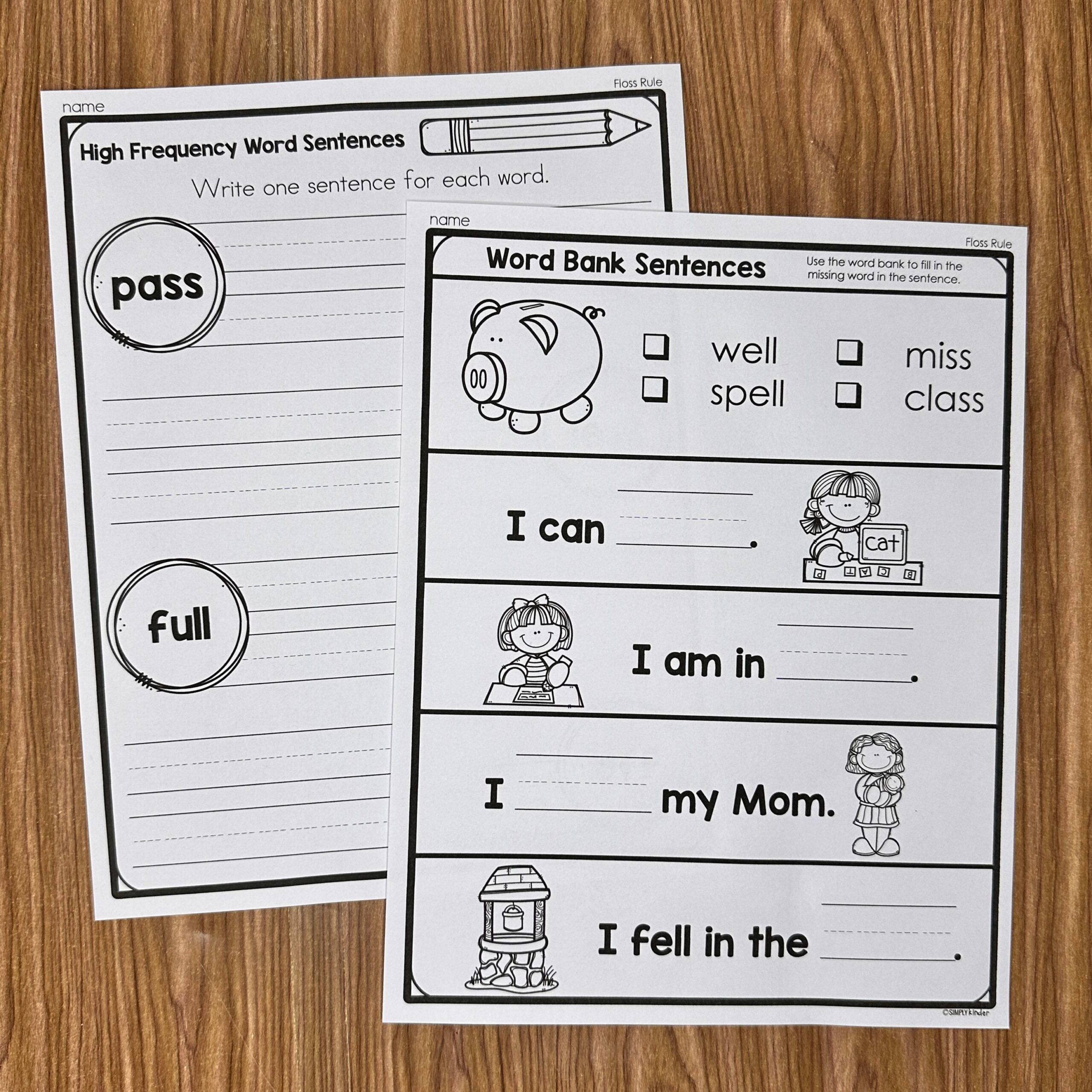 Floss Rule Sentences - Sight Words by Phonics Skills - Simply Kinder ...