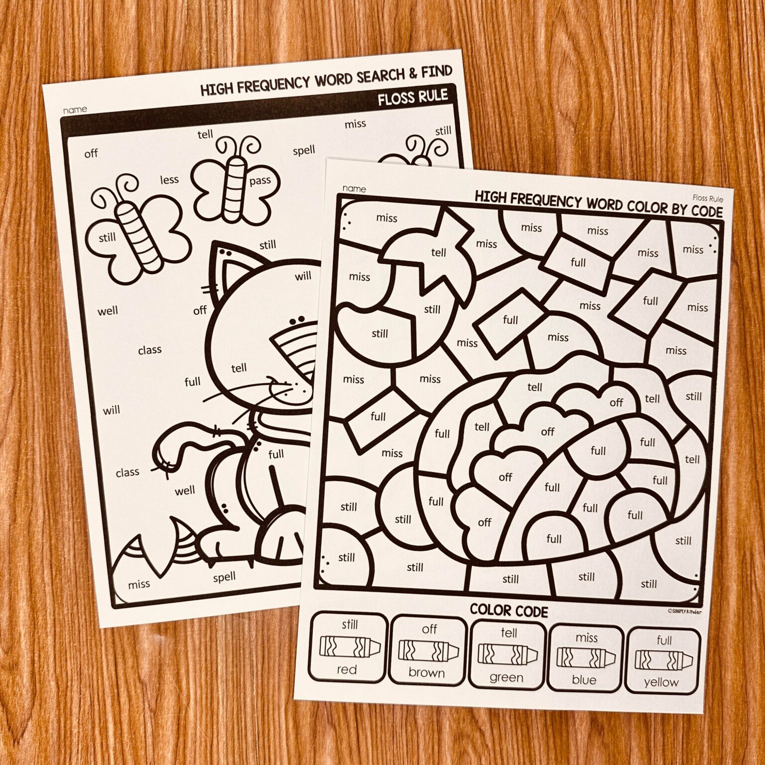 Floss Rule Color by Code - Sight Words by Phonics Skills - Simply ...