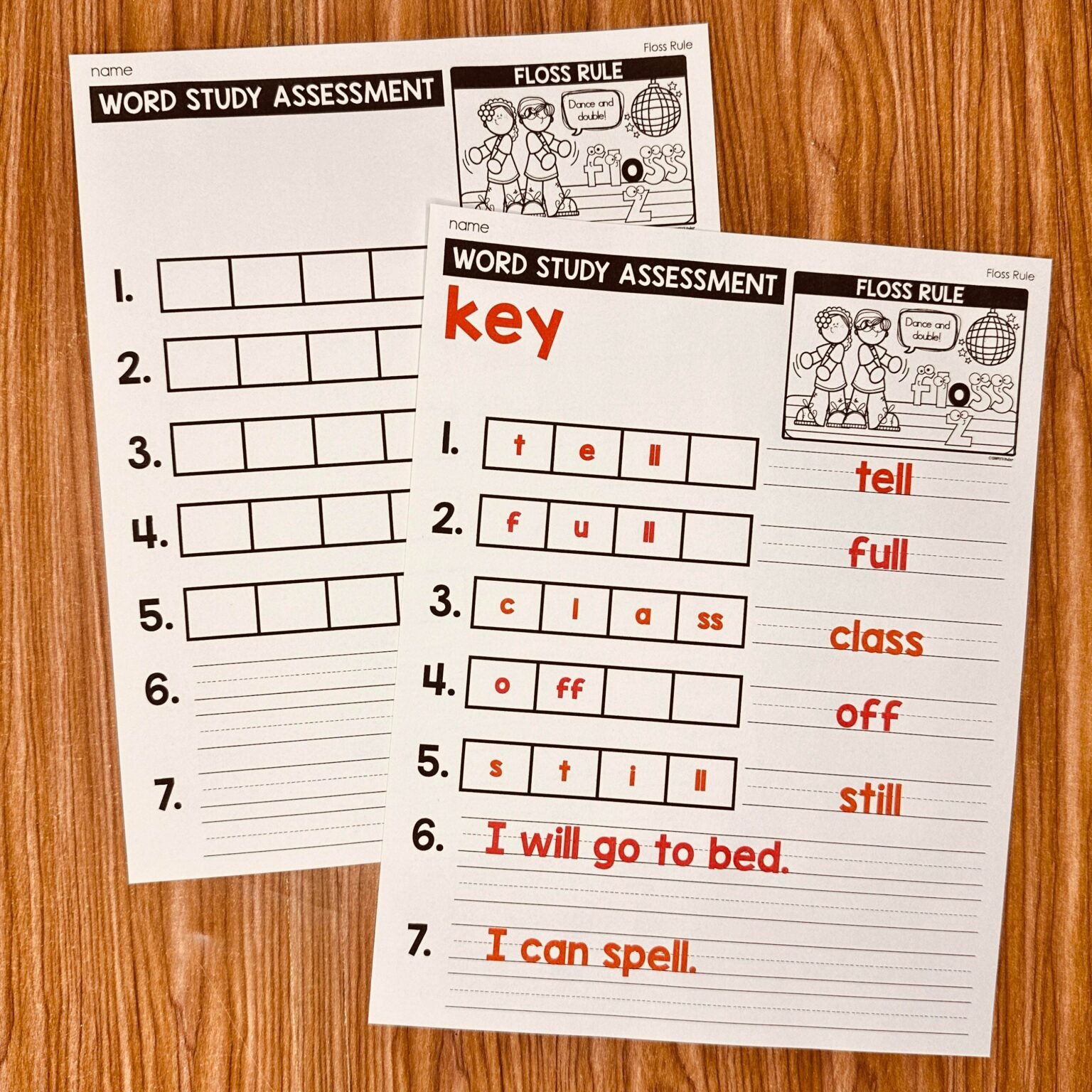 Floss Rule Assessments - Sight Words by Phonics Skills - Simply Kinder ...
