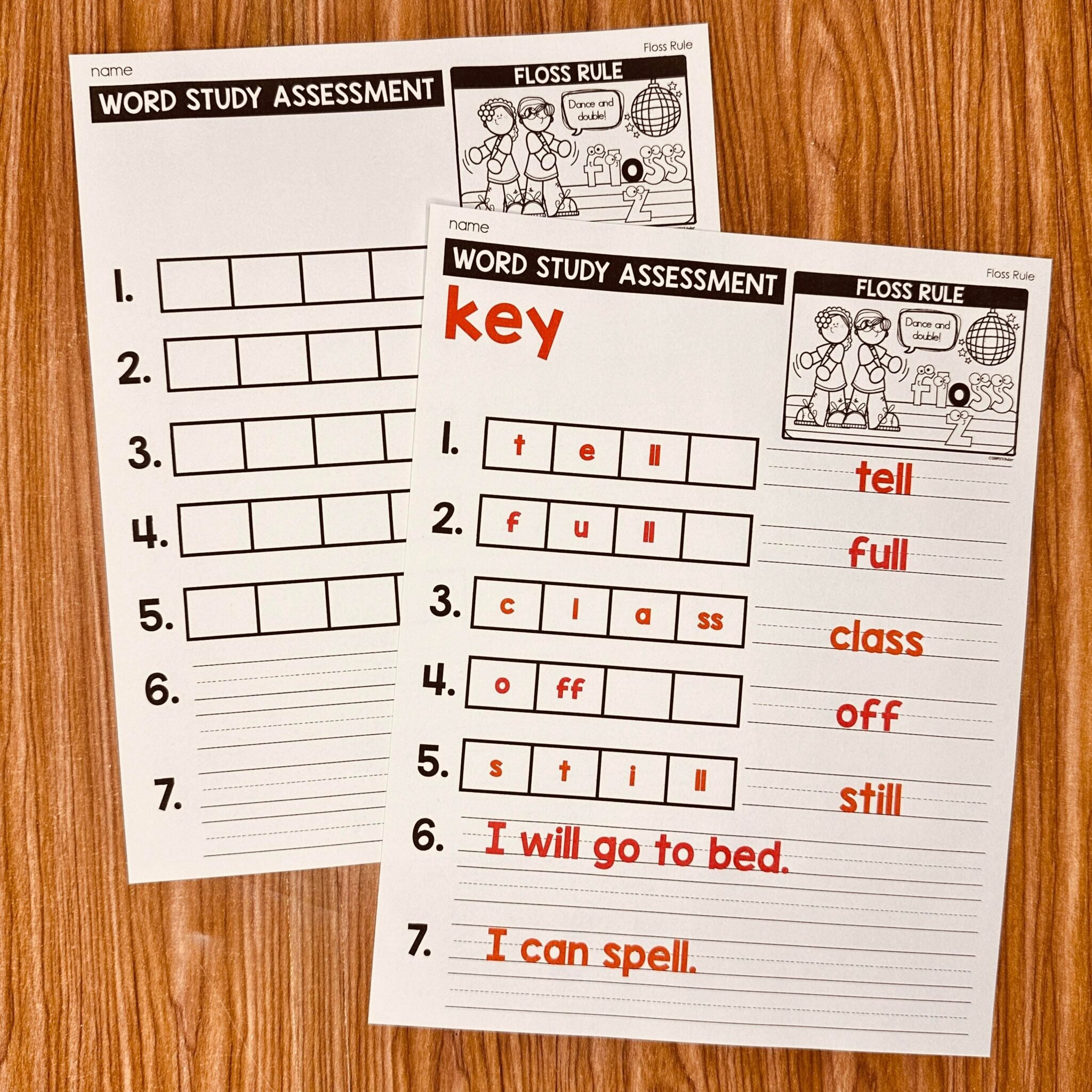 Floss Rule Assessments - Sight Words by Phonics Skills - Simply Kinder ...
