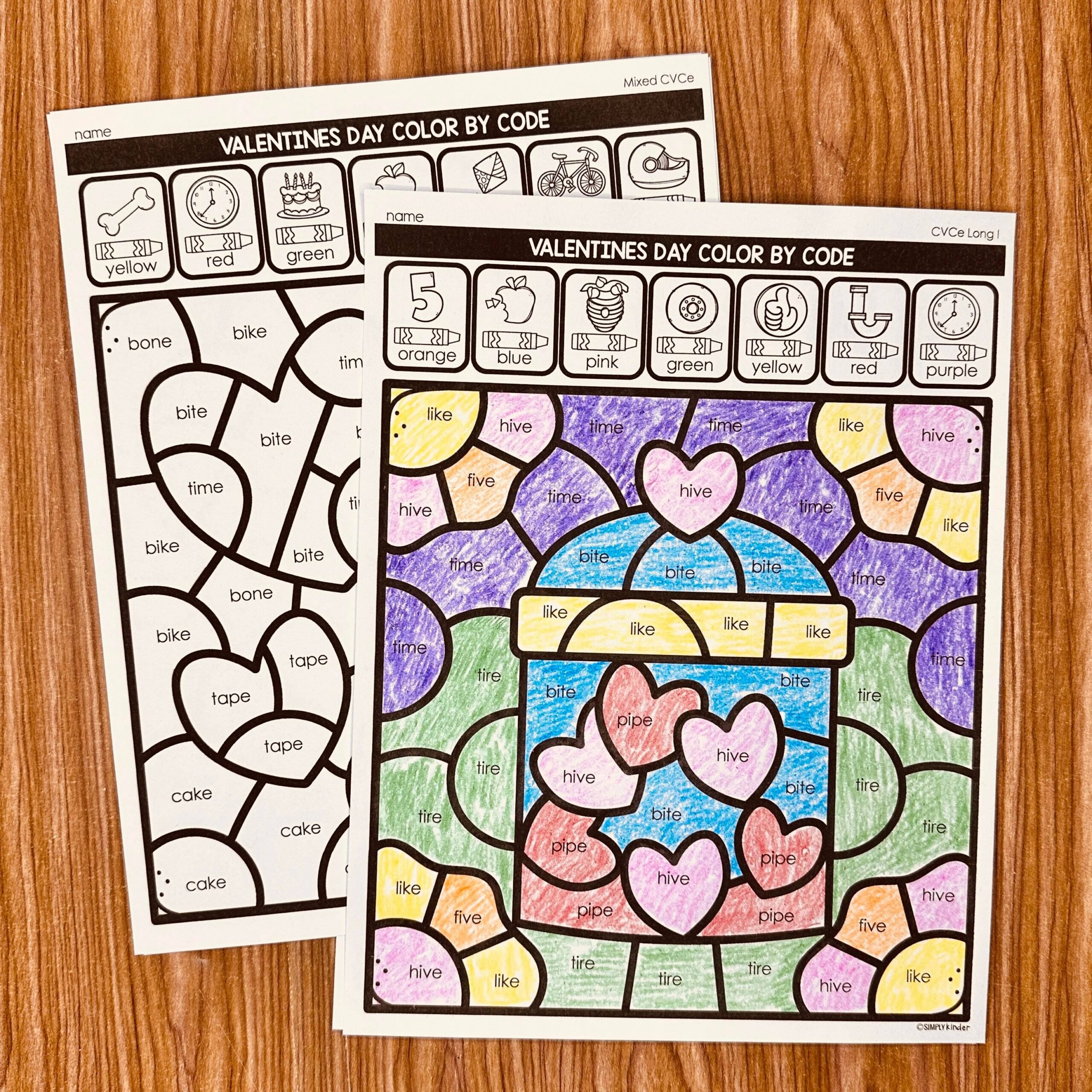 Valentine's Day CVCe Color By Code - Simply Kinder + Printable Membership