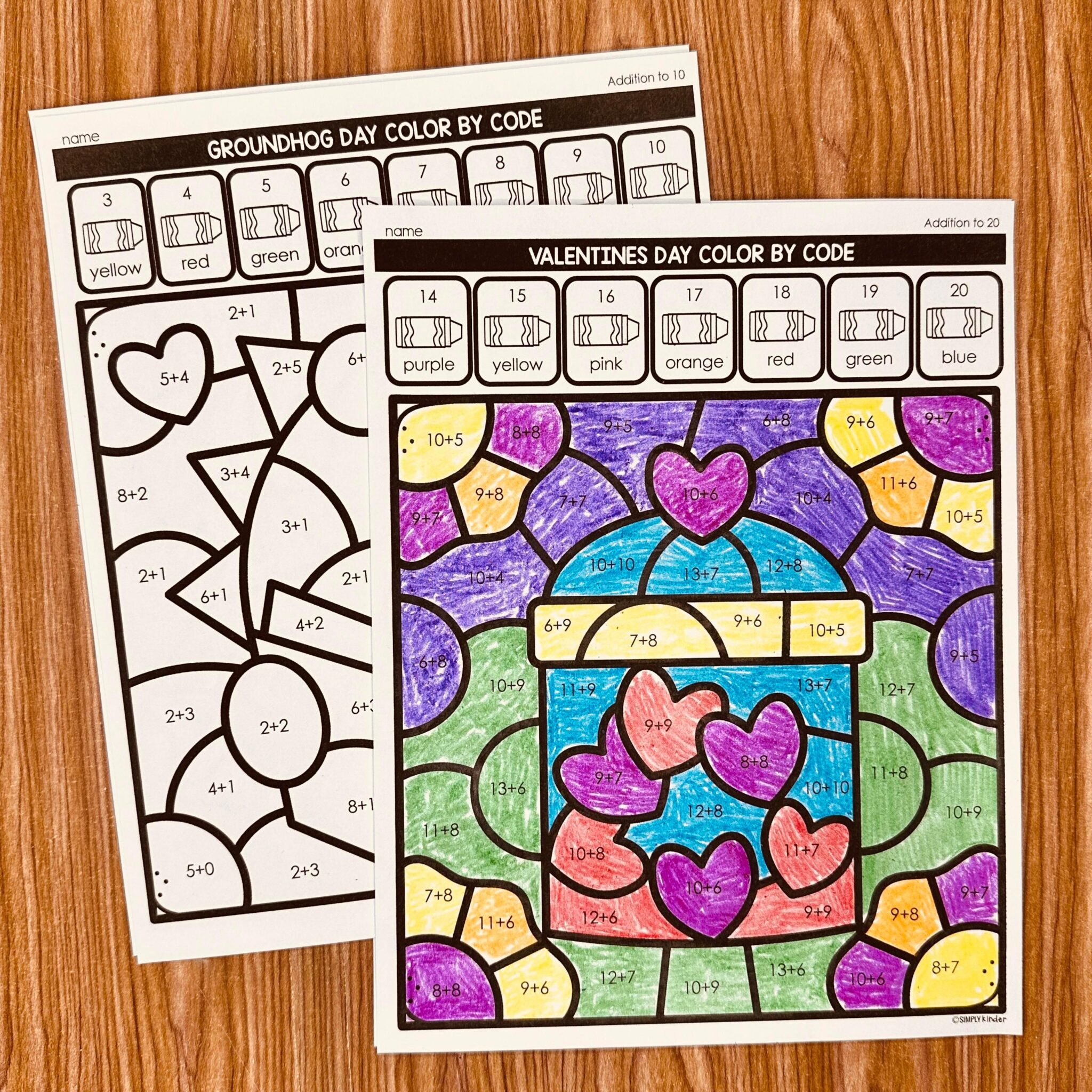 Valentine's Day Addition to 20 Color By Code - Simply Kinder ...