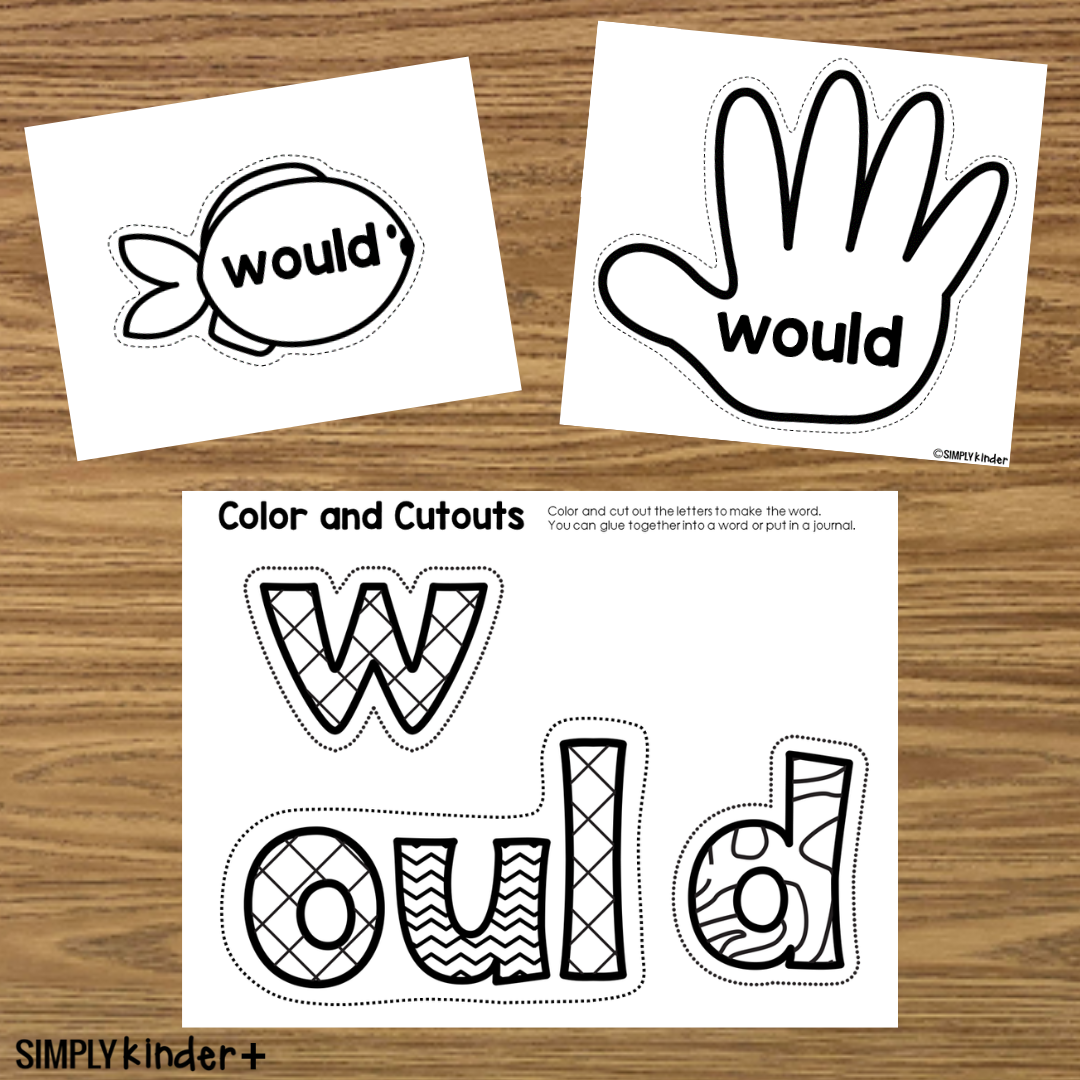 Would - Sight Word Craft Activities - Simply Kinder + Printable Membership
