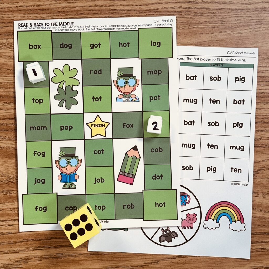 St. Patrick's Day CVC No Prep Games - Simply Kinder + Printable Membership