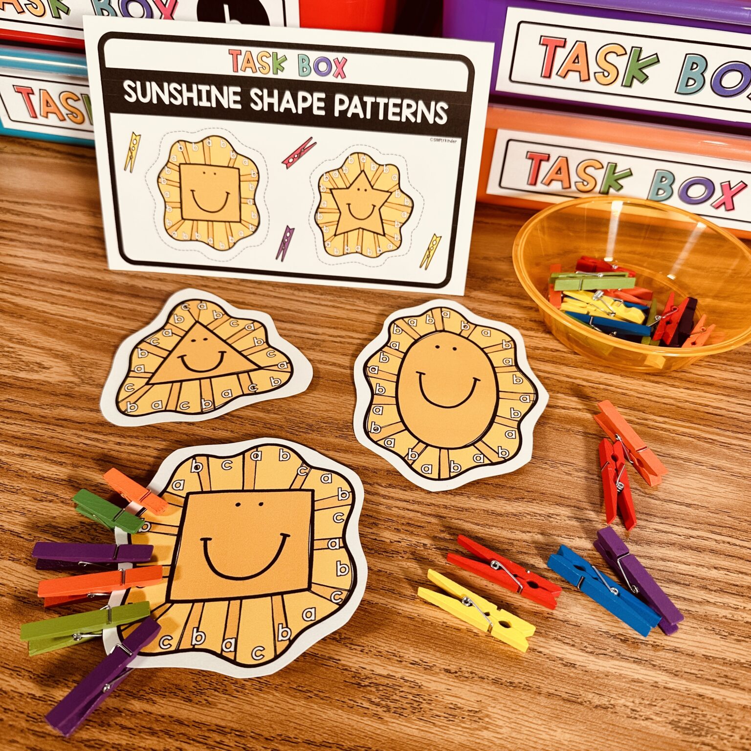 Sunshine Shape Patterns Morning Bins/Task Boxes - Simply Kinder ...
