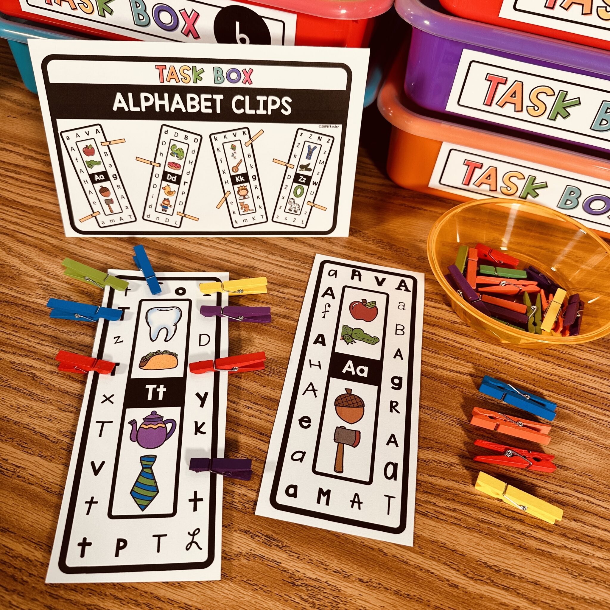 Alphabet Letter Clip Cards Morning Bins/Task Boxes - Simply Kinder ...