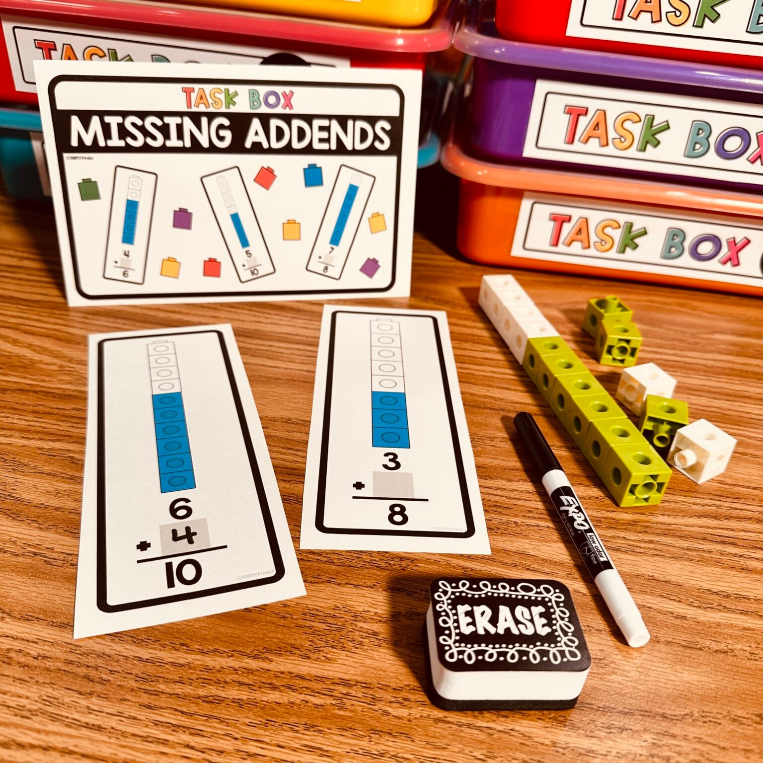 Missing Addends Morning Bins/Task Boxes - Simply Kinder + Printable ...
