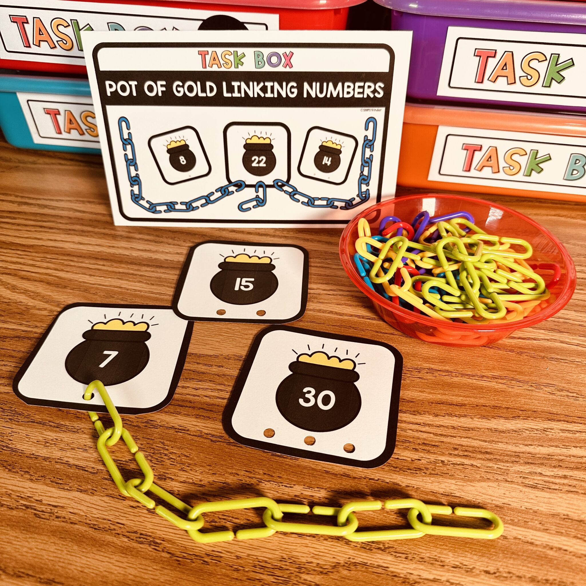Pot of Gold Linking Numbers Morning Bins/Task Boxes - Simply Kinder ...