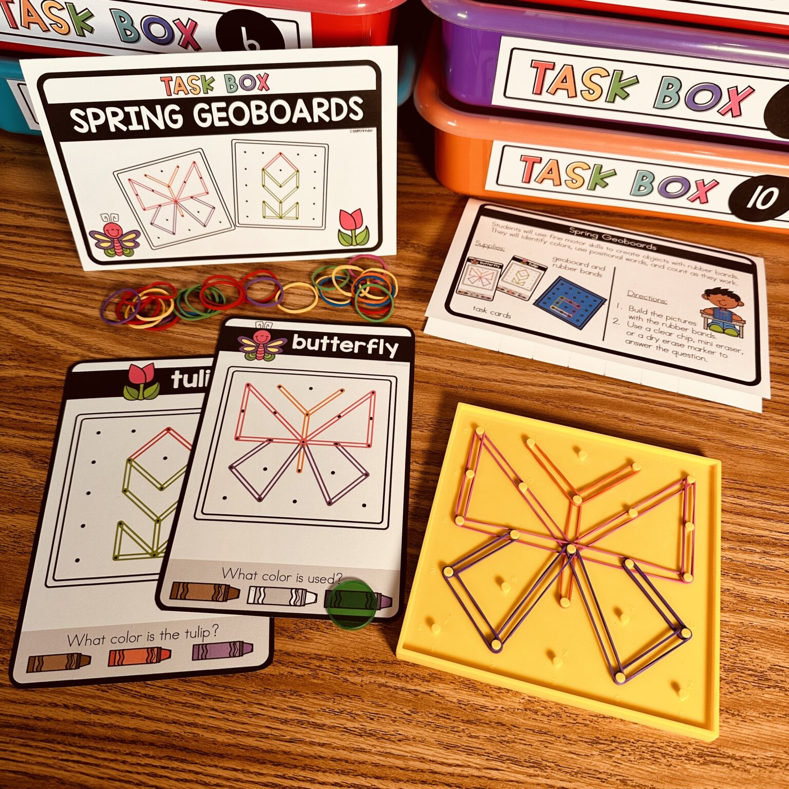 Spring Geoboards Morning Bins/Task Boxes - Simply Kinder Plus