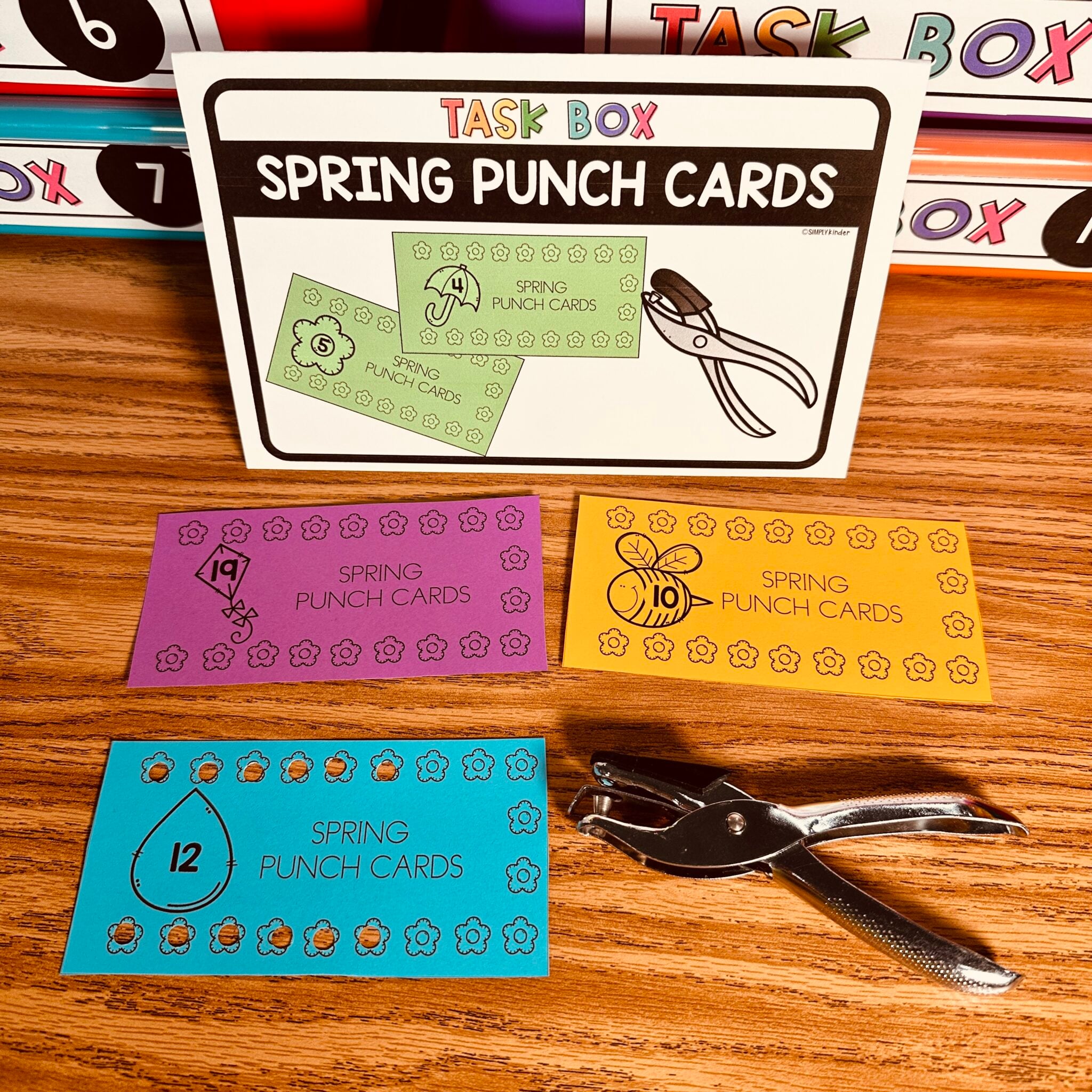 Spring Punch Cards Morning Bins/Task Boxes - Simply Kinder + Printable ...