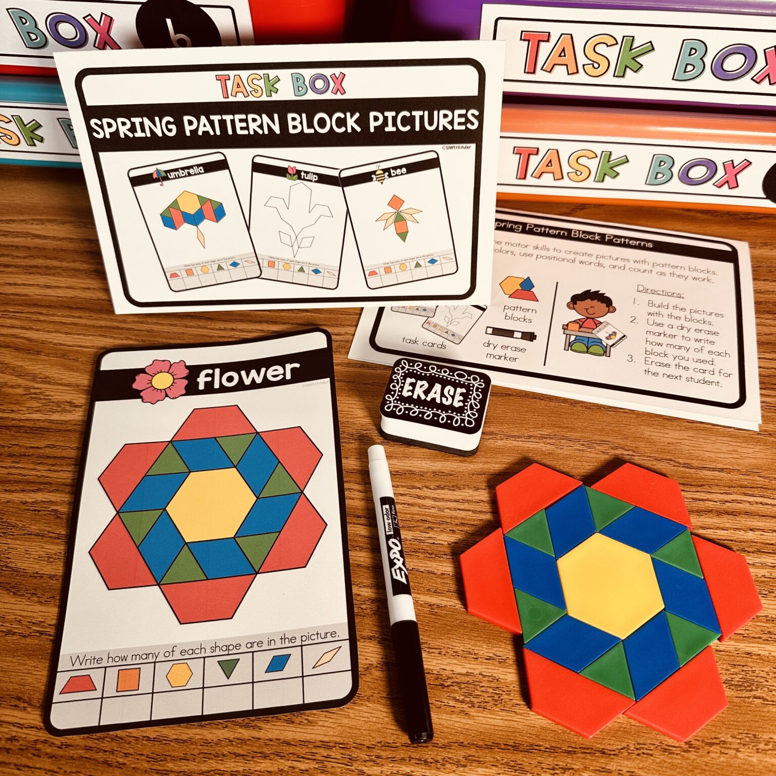 Spring Pattern Block Pictures Morning Bins/Task Boxes - Simply Kinder ...